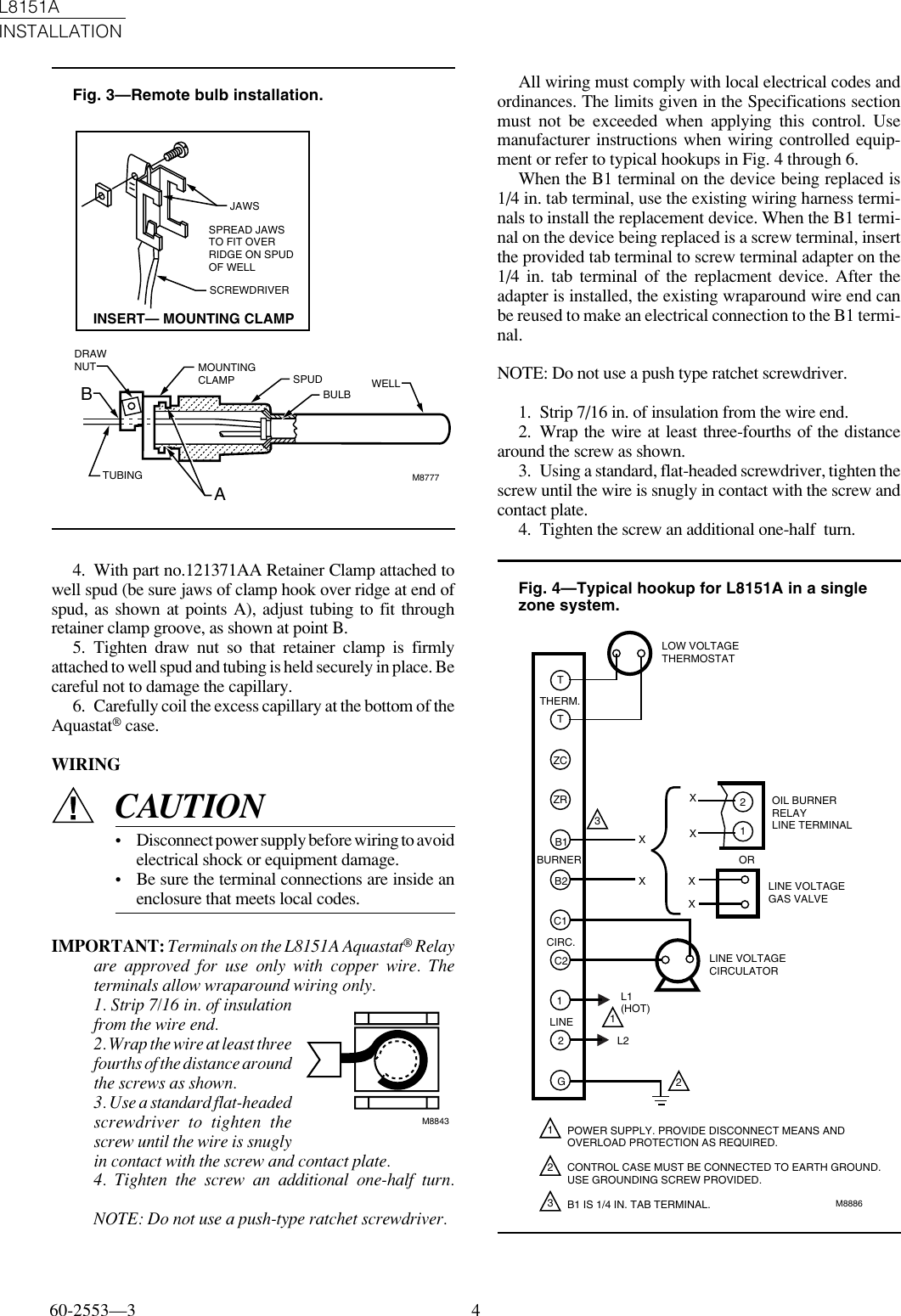 Honeywell Tripleaquastat L8151A Users Manual 60 2553 Triple Aquastat Relay