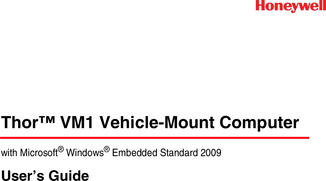 Honeywell VM1 Tor User’s Guide (Windows Embedded Standard) User Manual ...