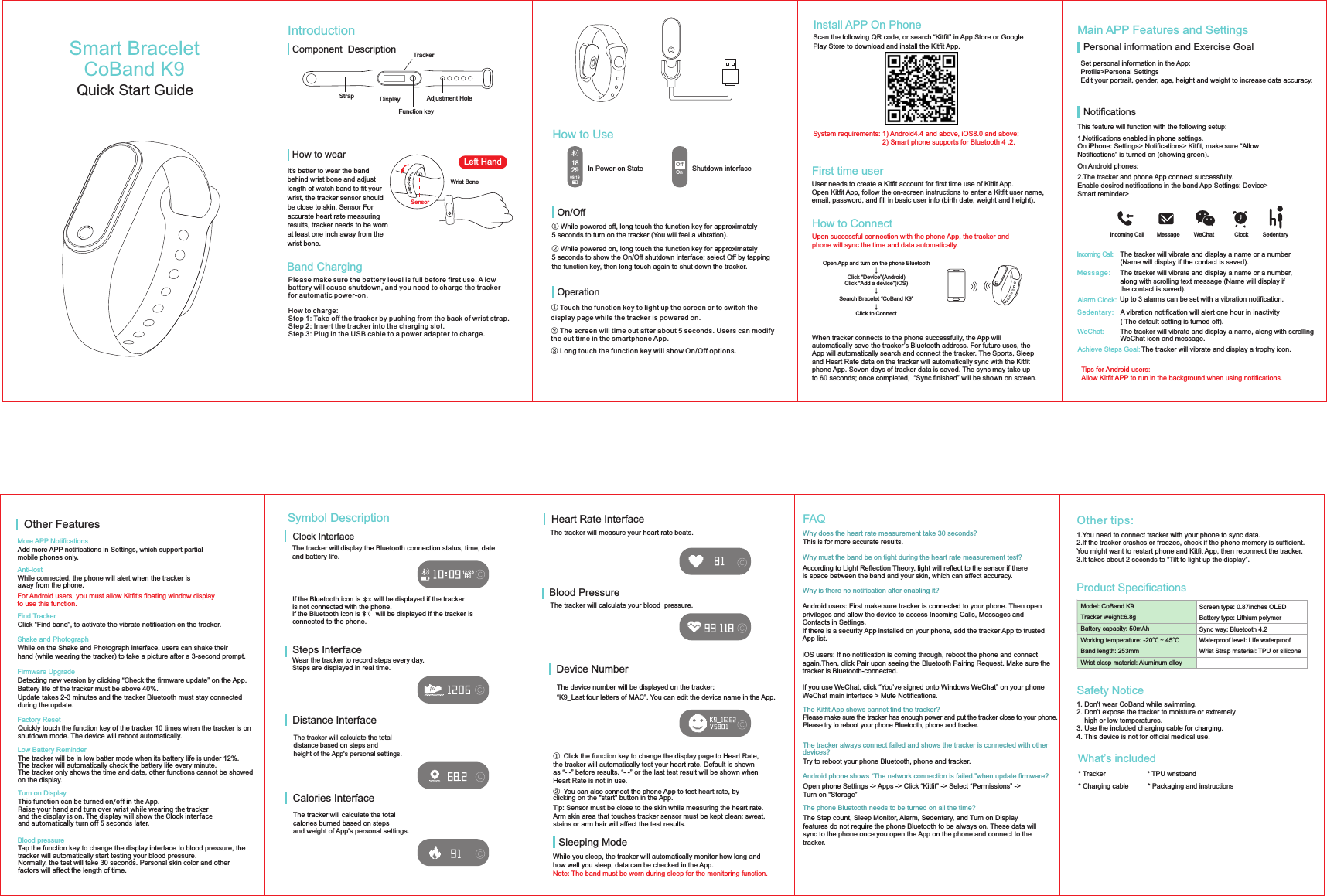 Hongtuo Tongda Electronics Technology SWB016 CoBand K9 Smart Bracelet ...