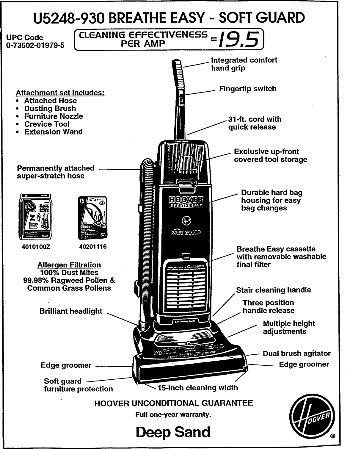 Hoover Deep Sand U5248 930 Users Manual