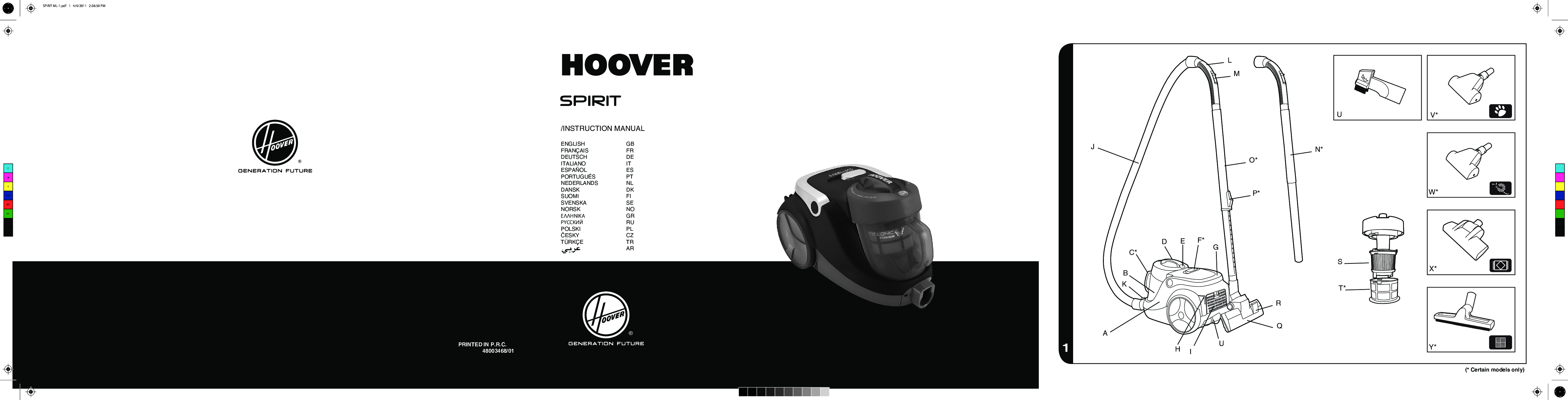 Hoover Spirit Cylinder Vacuum Cleaner With FREE HANDHELD TSP2002+S40D ...