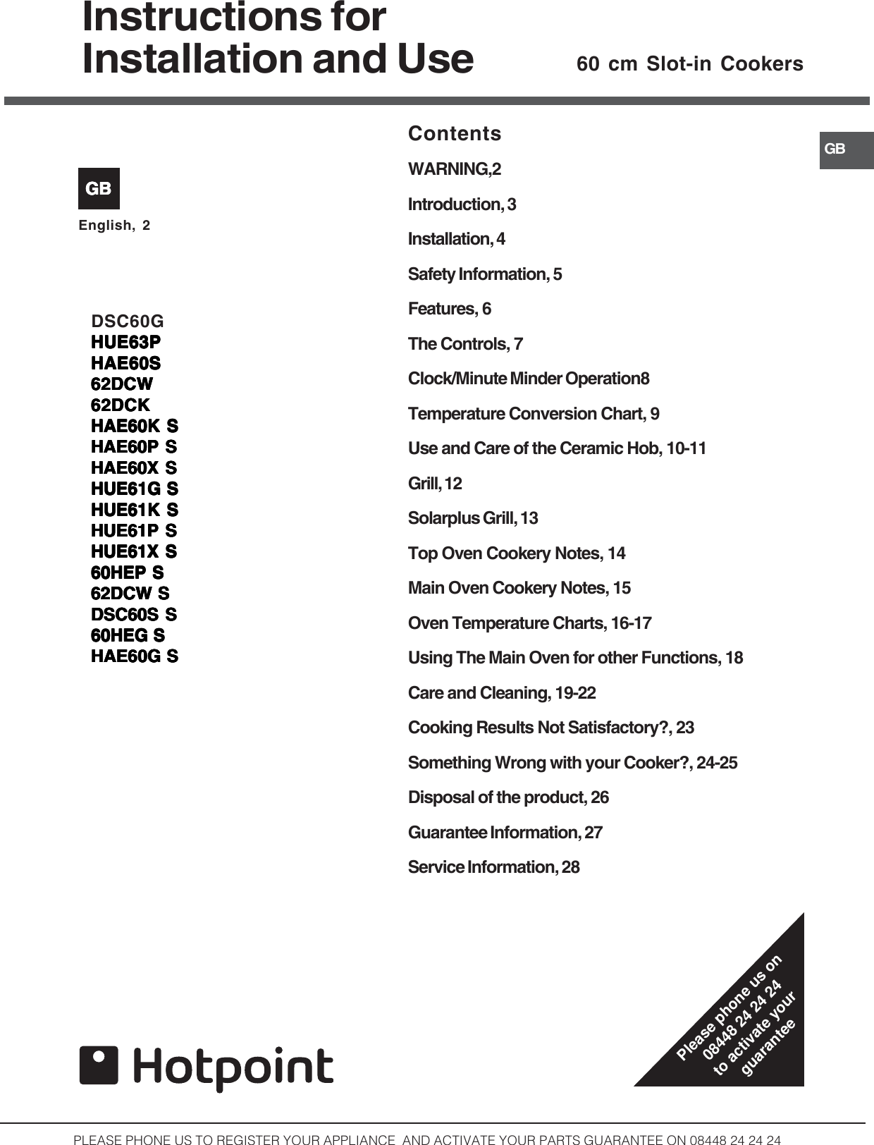 Hotpoint Cooktop Dsc60G Users Manual 103662_UK.pmd