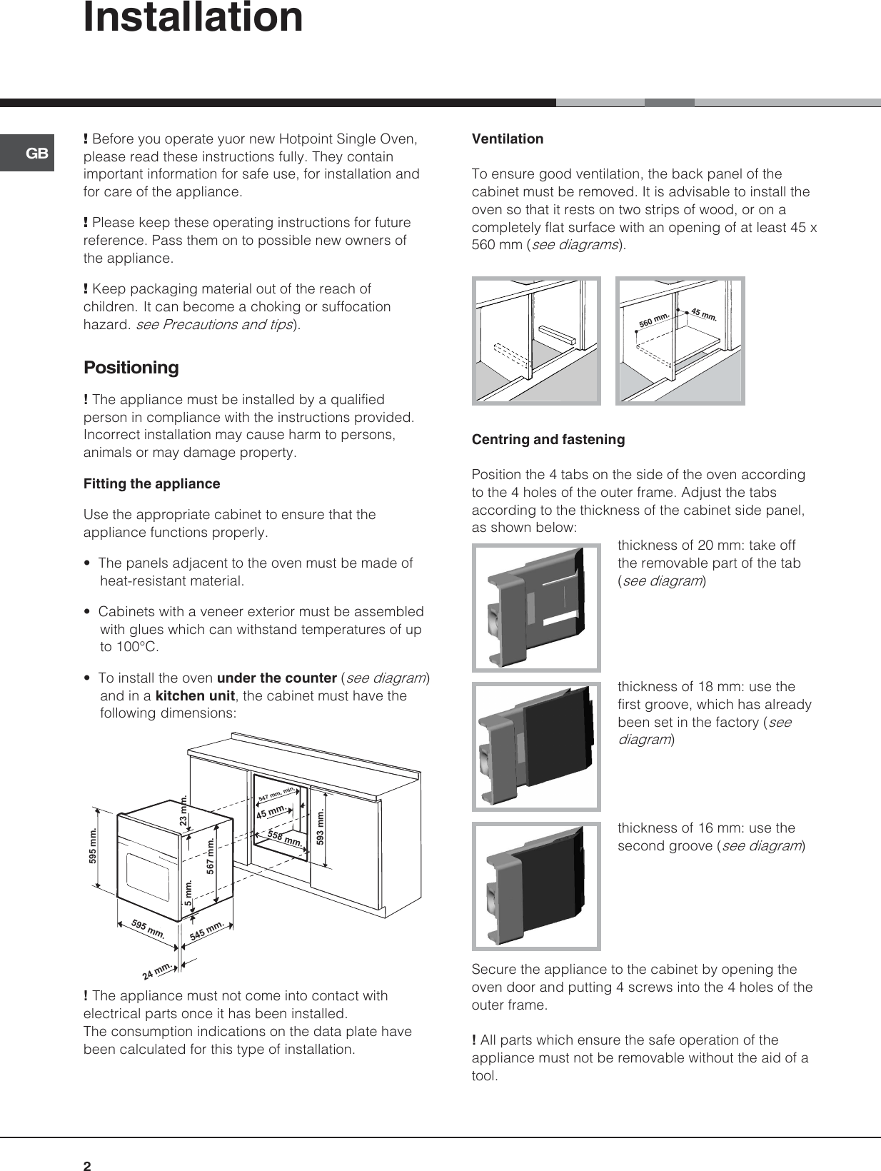 Hotpoint Sy10X 1 Users Manual 19506843700_gb.p65
