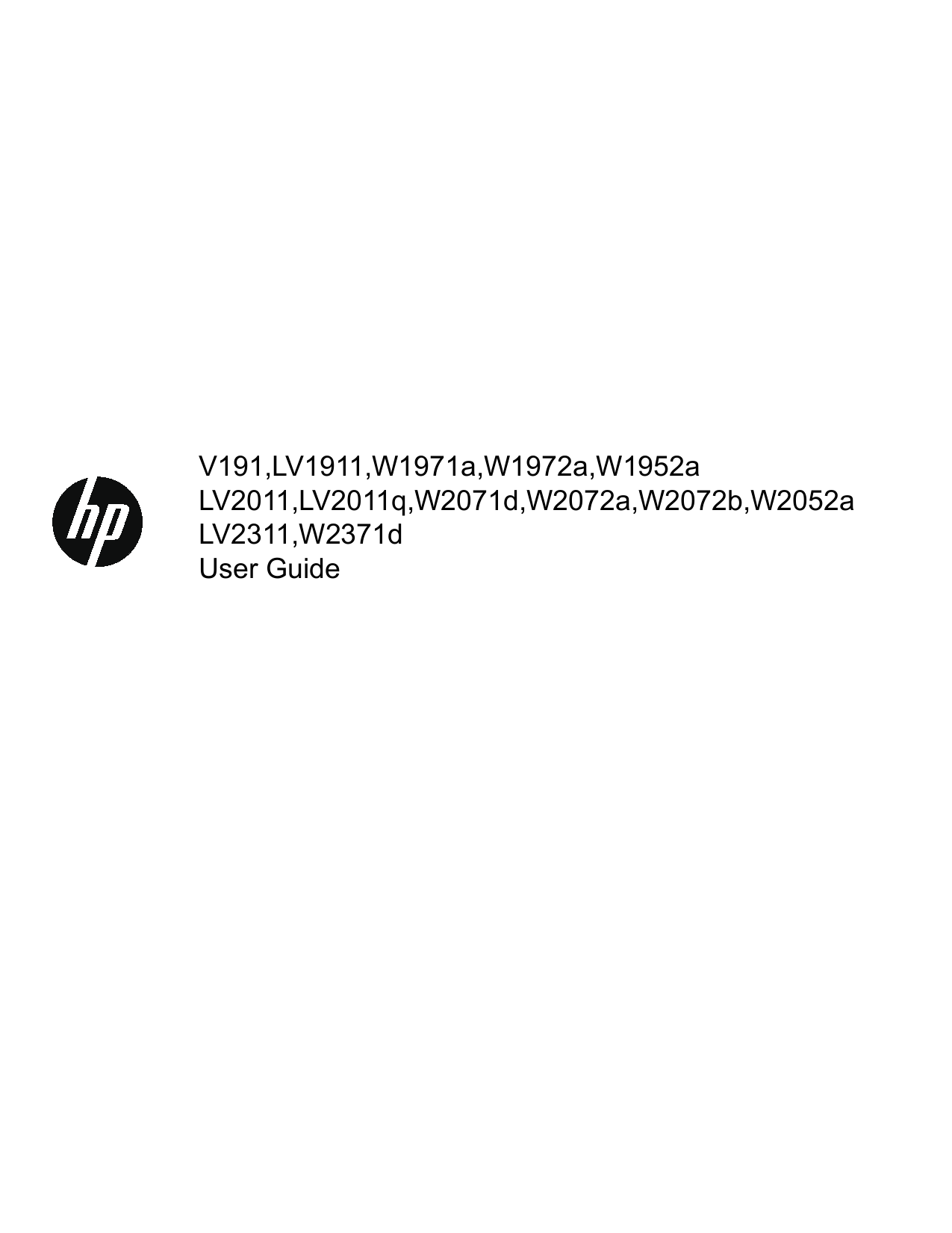 Hp Computer Monitor Lv1911 Users Manual LV2011 User Guide Operating ...