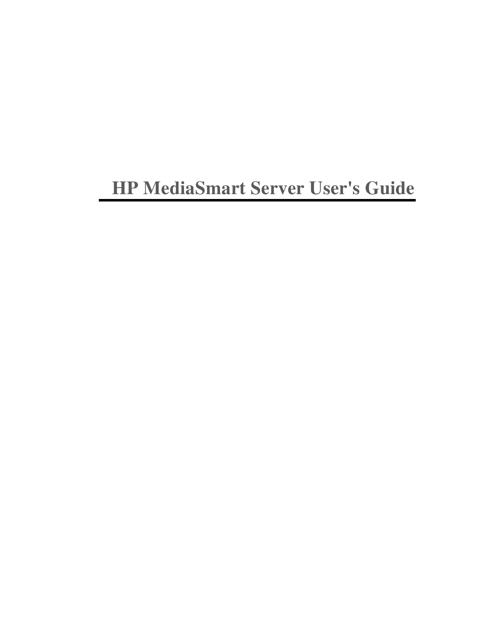 Hp Ex490 Mediasmart Server Users Manual User's Guide_EN