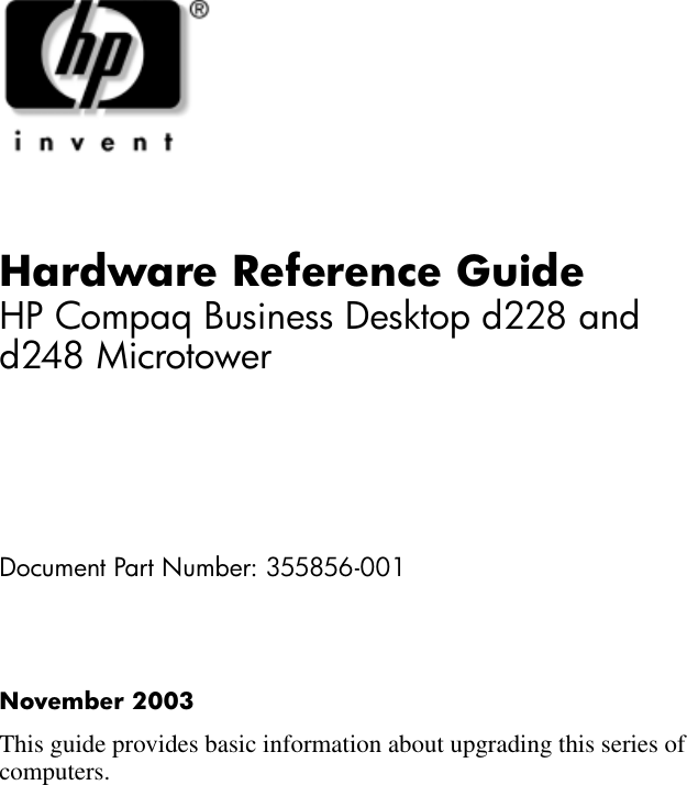 Hp 355856 001 Users Manual