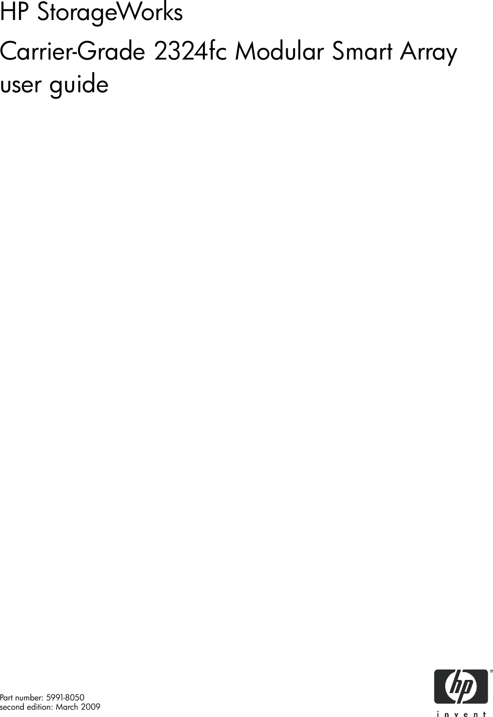 Hp Storageworks Carrier Grade Modular Smart Array 2324Fc Users Manual 2312fc And User Guide