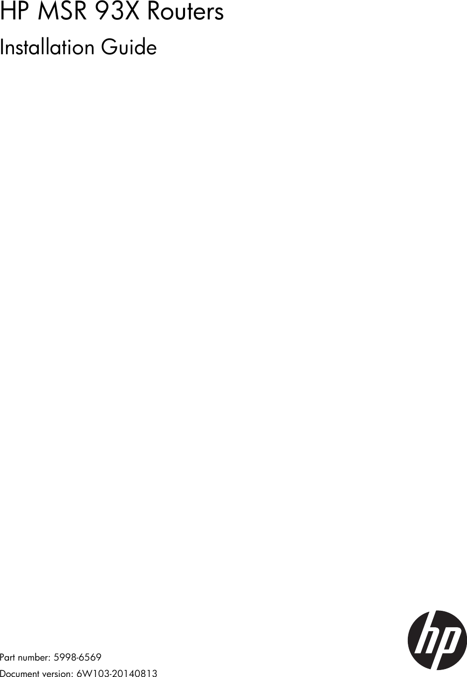 Hp Msr93X Router Series Installation Manual