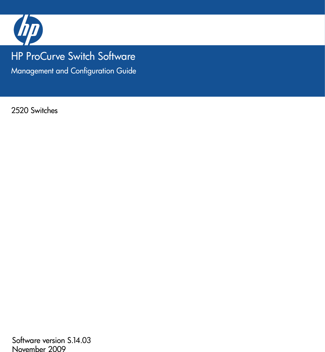 Hp Procurve 2520 Users Manual Management And Configuration Guide