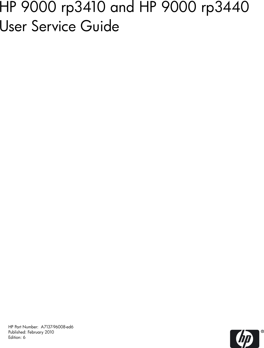 Hp Rp3410 Users Manual 9000 And Rp3440 User Service Guide