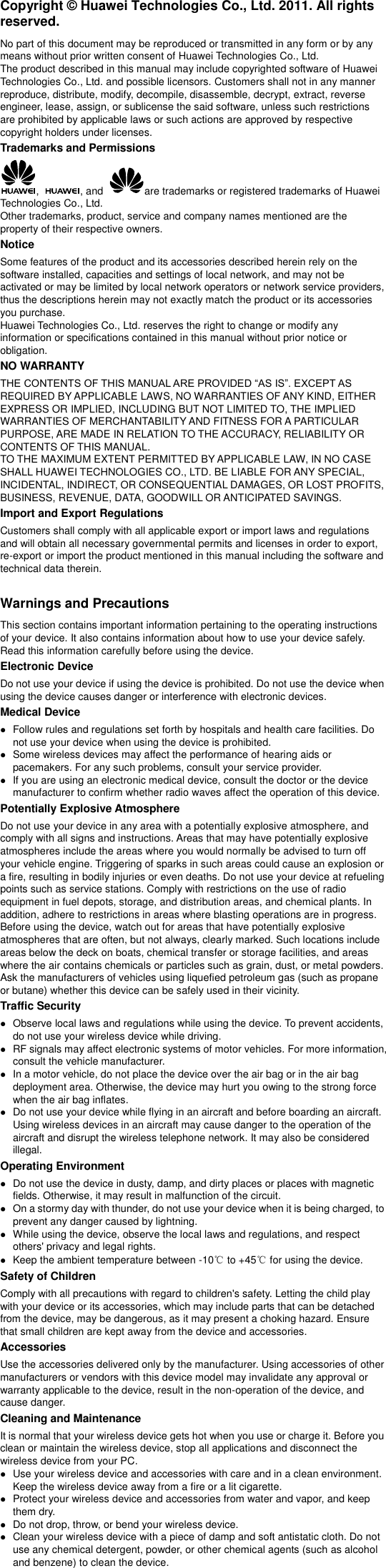 Huawei Technologies K3773 HSPA USB Stick User Manual English