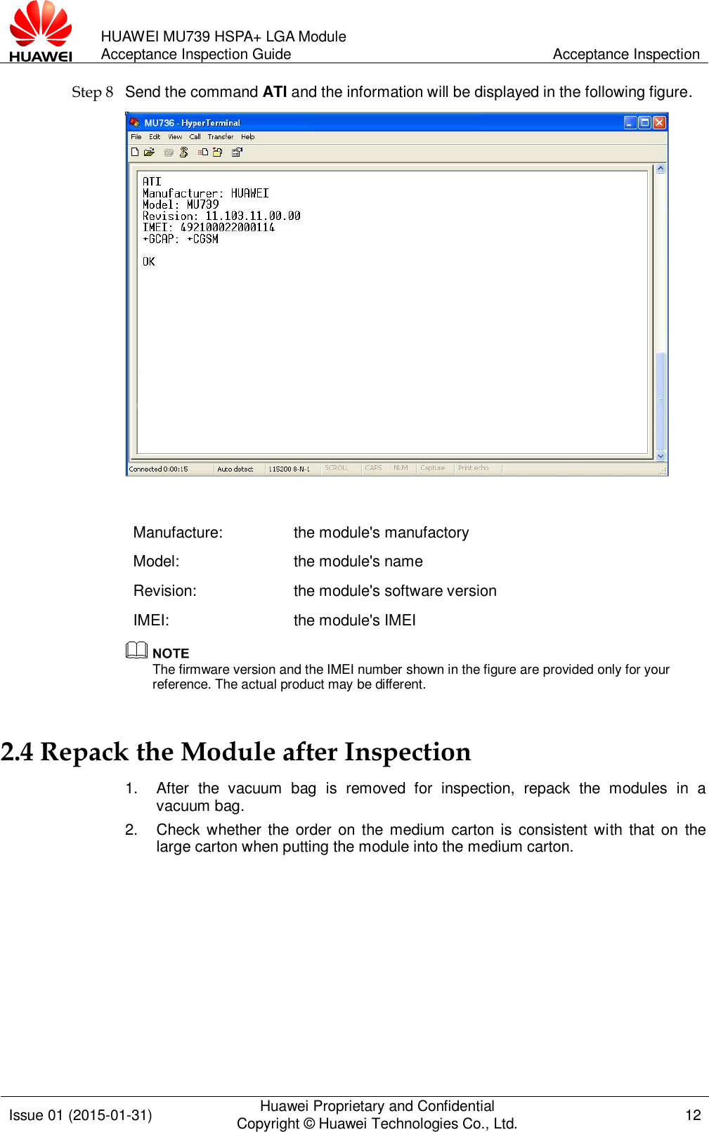 Huawei 目录 (Contents) MU739 HSPA LGA Module Acceptance Inspection Guide ...
