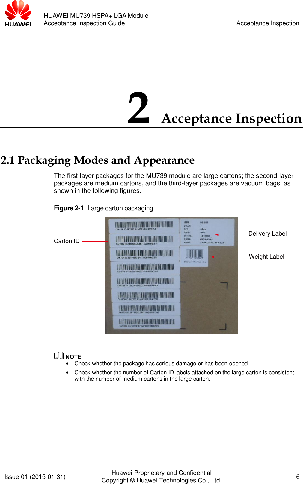 Huawei 目录 (Contents) MU739 HSPA LGA Module Acceptance Inspection Guide ...