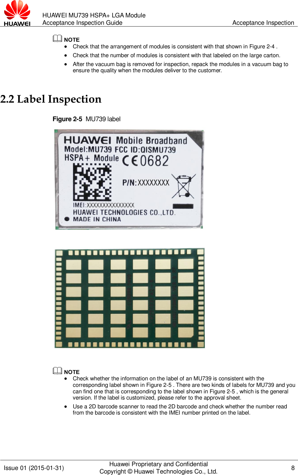 Huawei 目录 (Contents) MU739 HSPA LGA Module Acceptance Inspection Guide ...