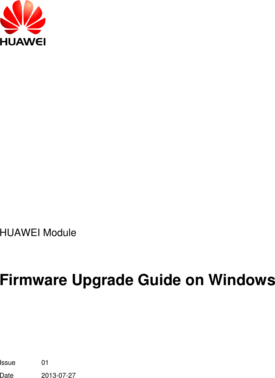 Huawei Module Firmware Upgrade Guide On Windows (V100R001 01, English)