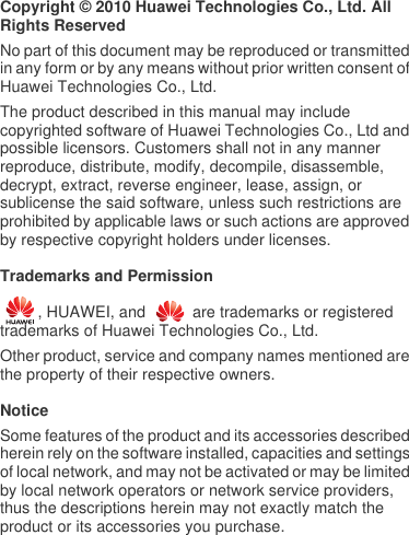 Huawei U2800 Owner S Manual U2800userguide