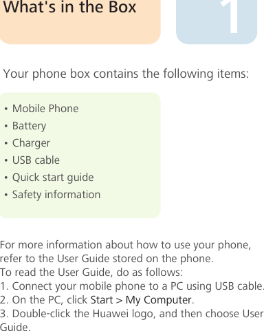 Huawei U8100 Quick Start Manual 31010CRY Mobile Phone Guide (V100R001 ...