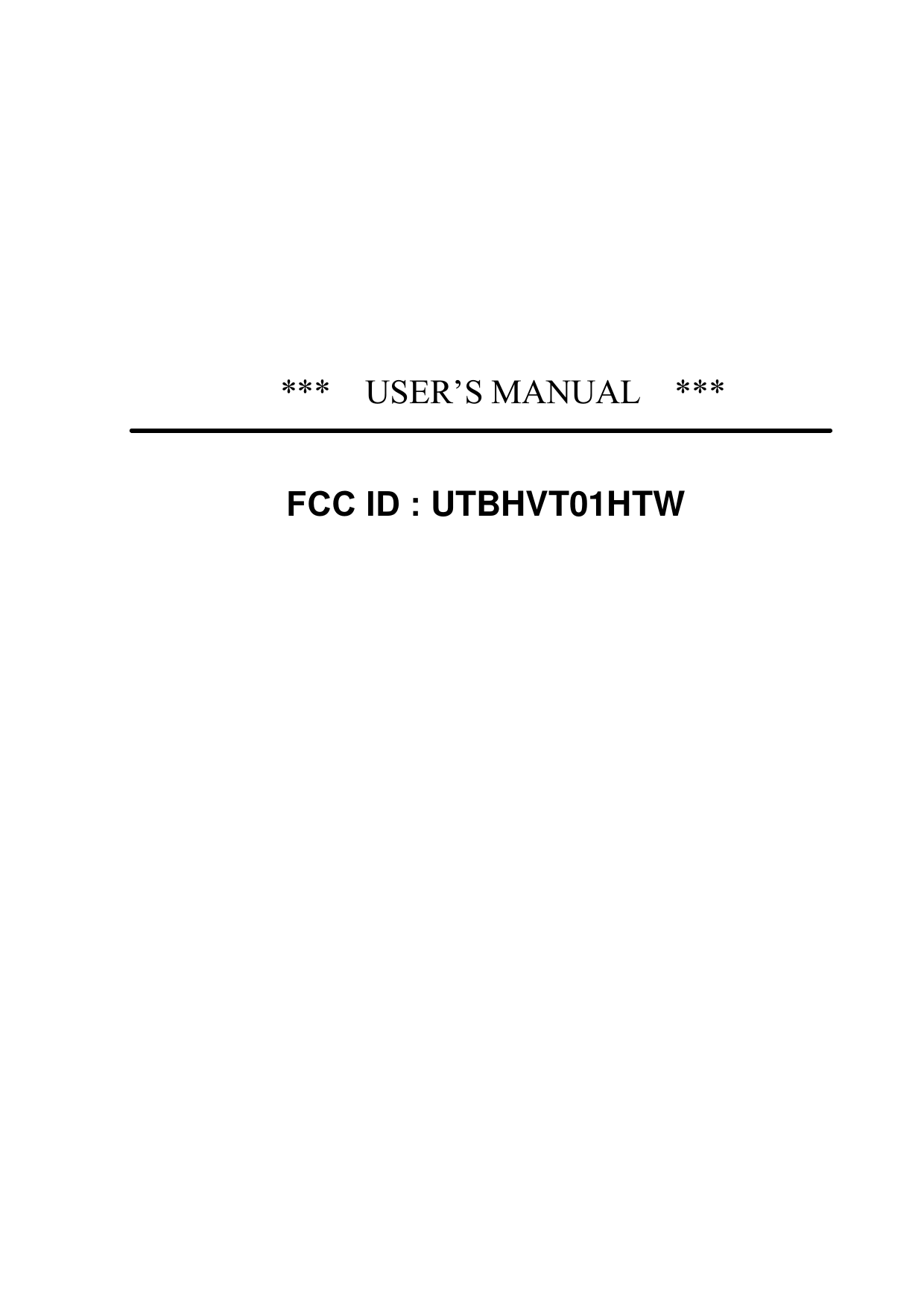 Hunt Electronic HVT01HTW WEB CAMERA User Manual