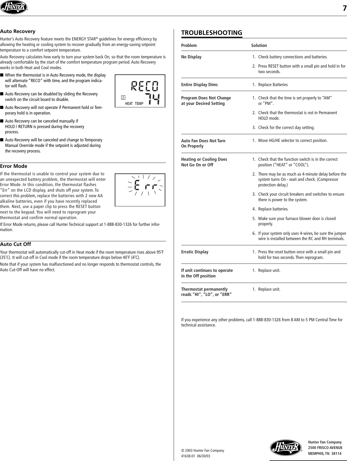 Hunter Fan 44110 Owners Manual 41638_44110_LttrSize.pmd