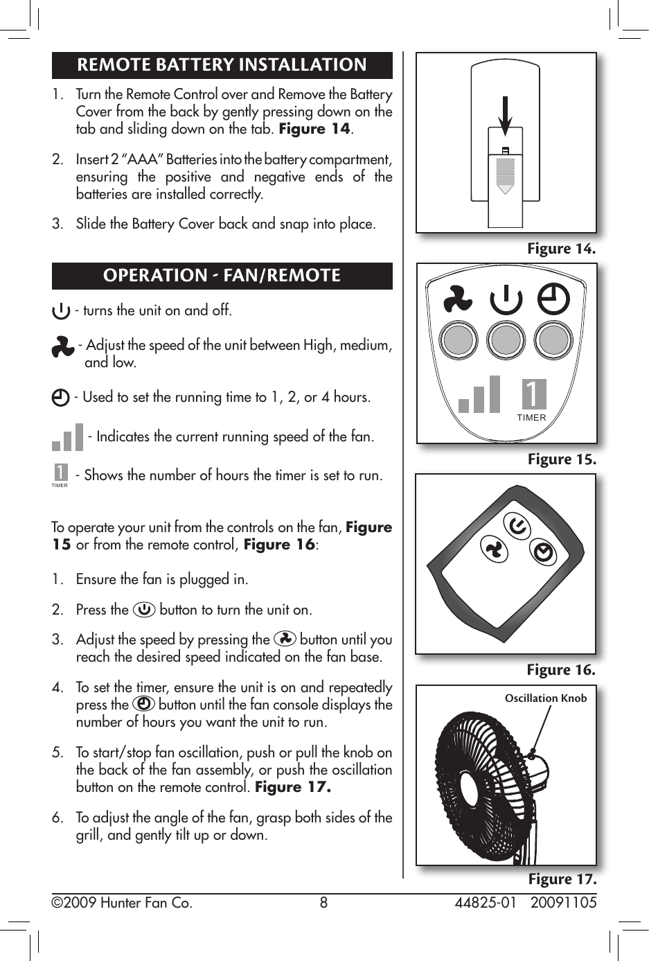 Hunter Fan 90390 Users Manual