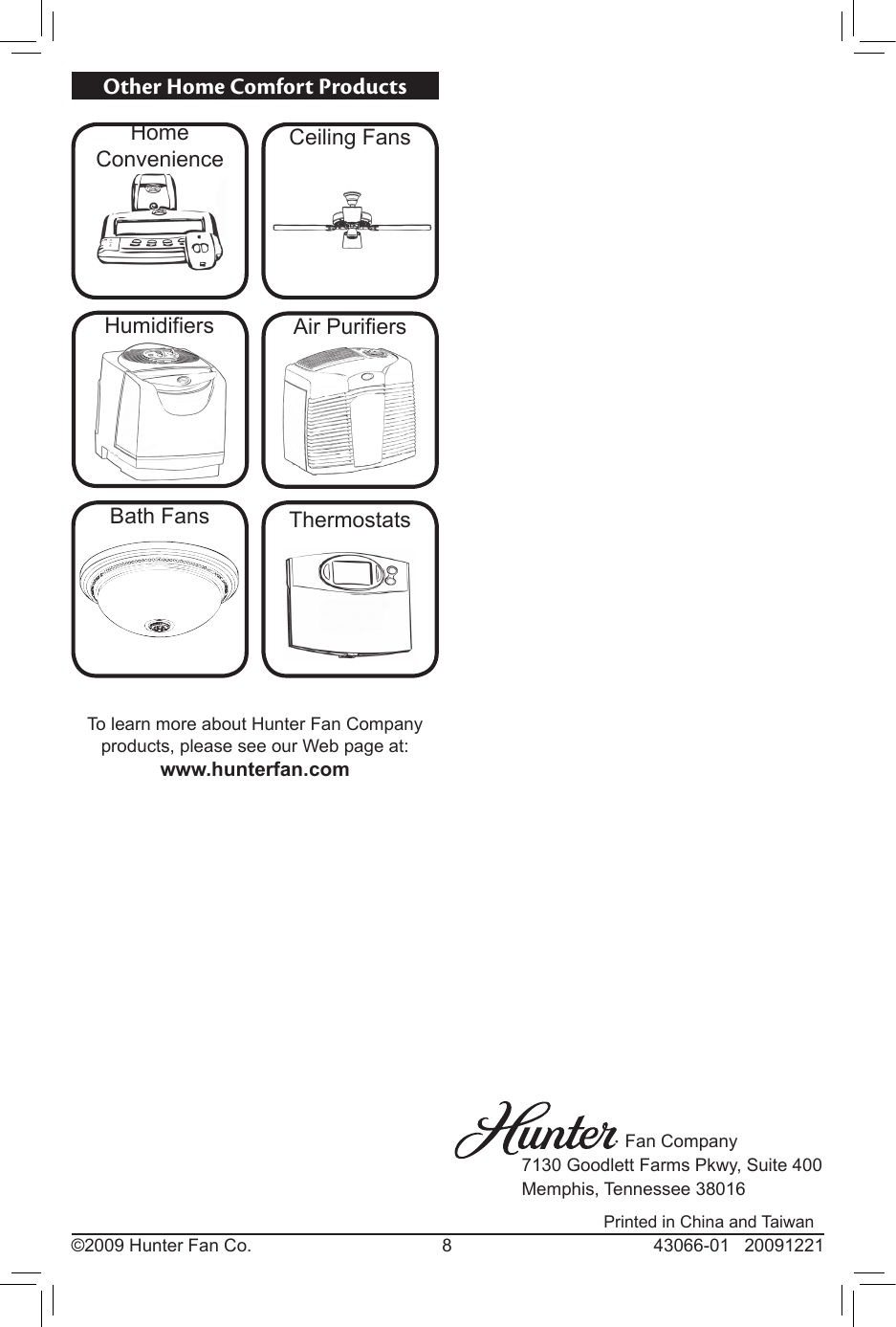 Hunter Fan Hepatech 30700 Users Manual