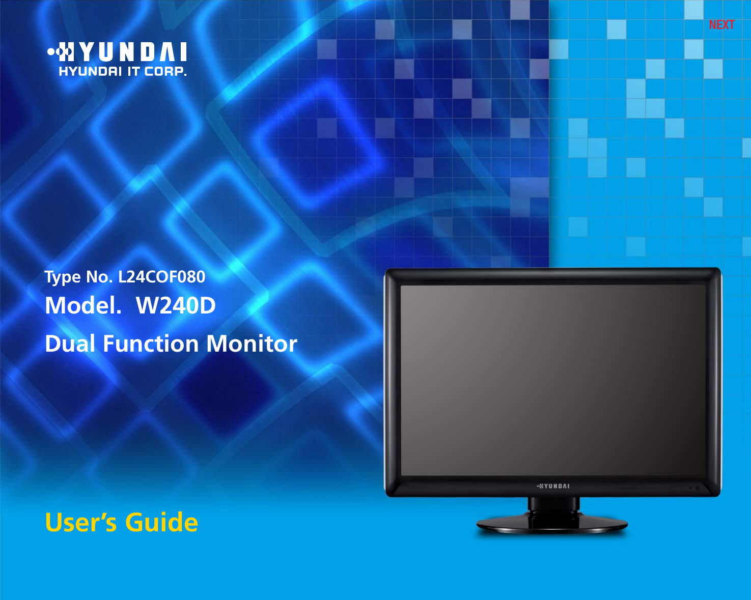 Hyundai IBT L24C0F080 Dual Function Monitor User Manual W240D ENGLISH
