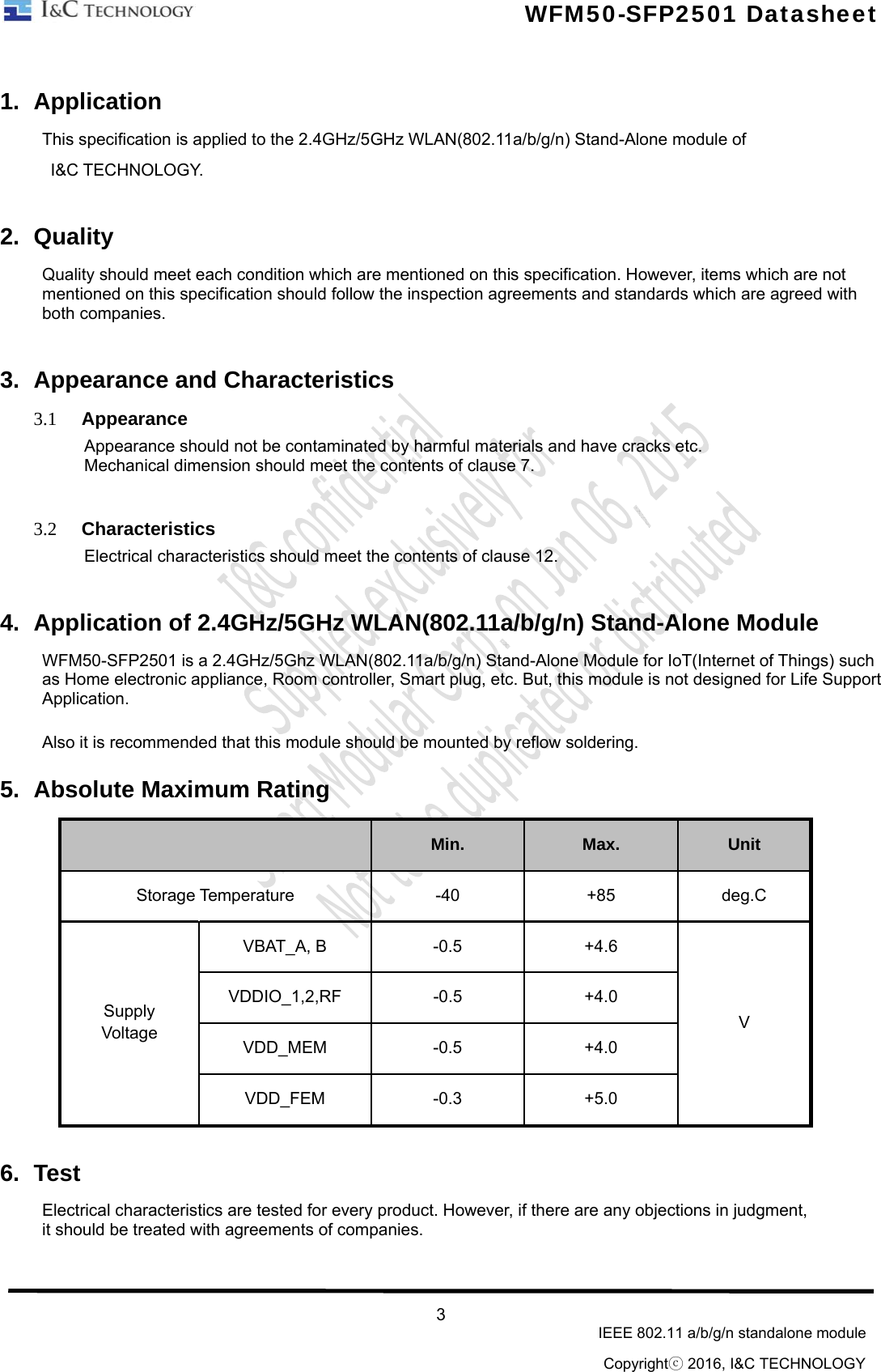 I and C Technology WFM50-SFP2501 Wifi module User Manual WFM50 SFP2501 ...