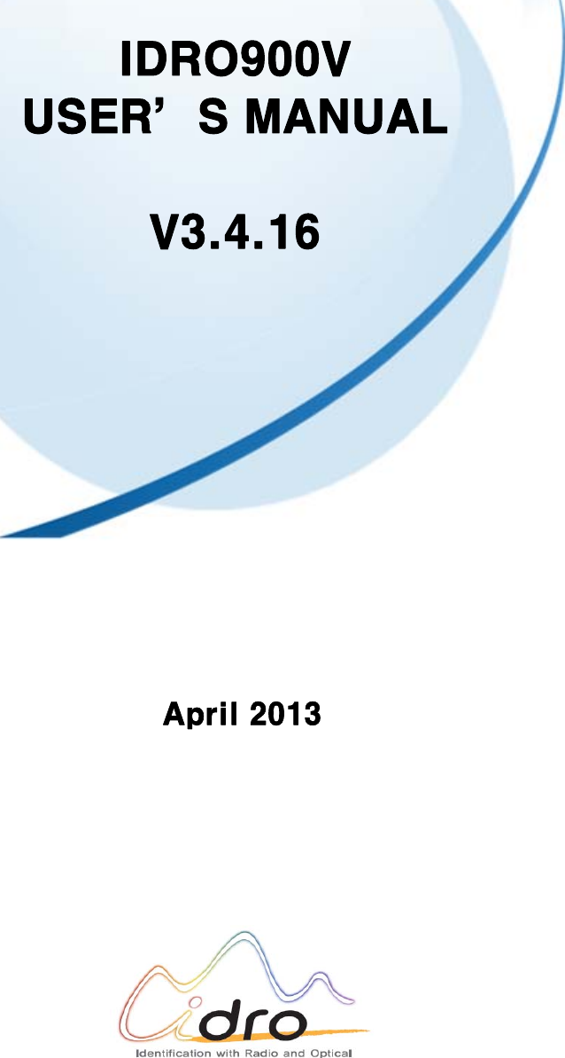 IDRO IDRO900V UHF RFID READER User Manual