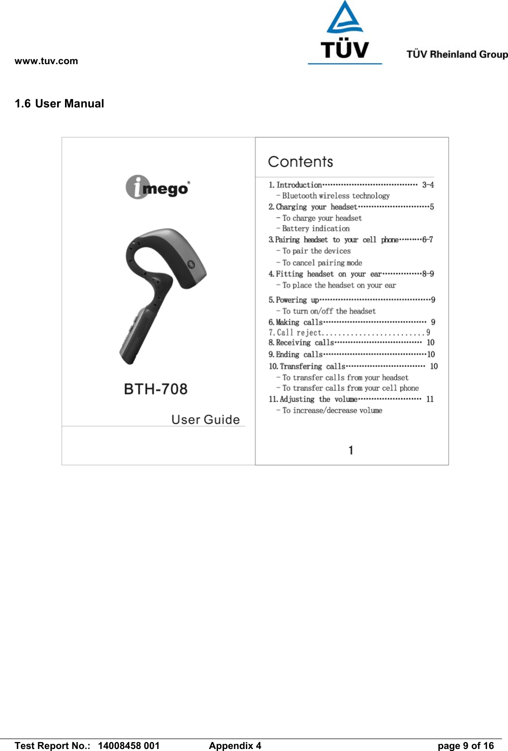 IEA Electro Acoustic BTH-708IEA Bluetooth Headset User Manual 14008458 001