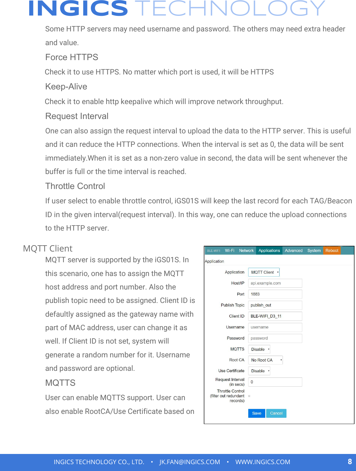 INGICS TECHNOLOGY IGS01S BLE-WiFi Gateway User Manual