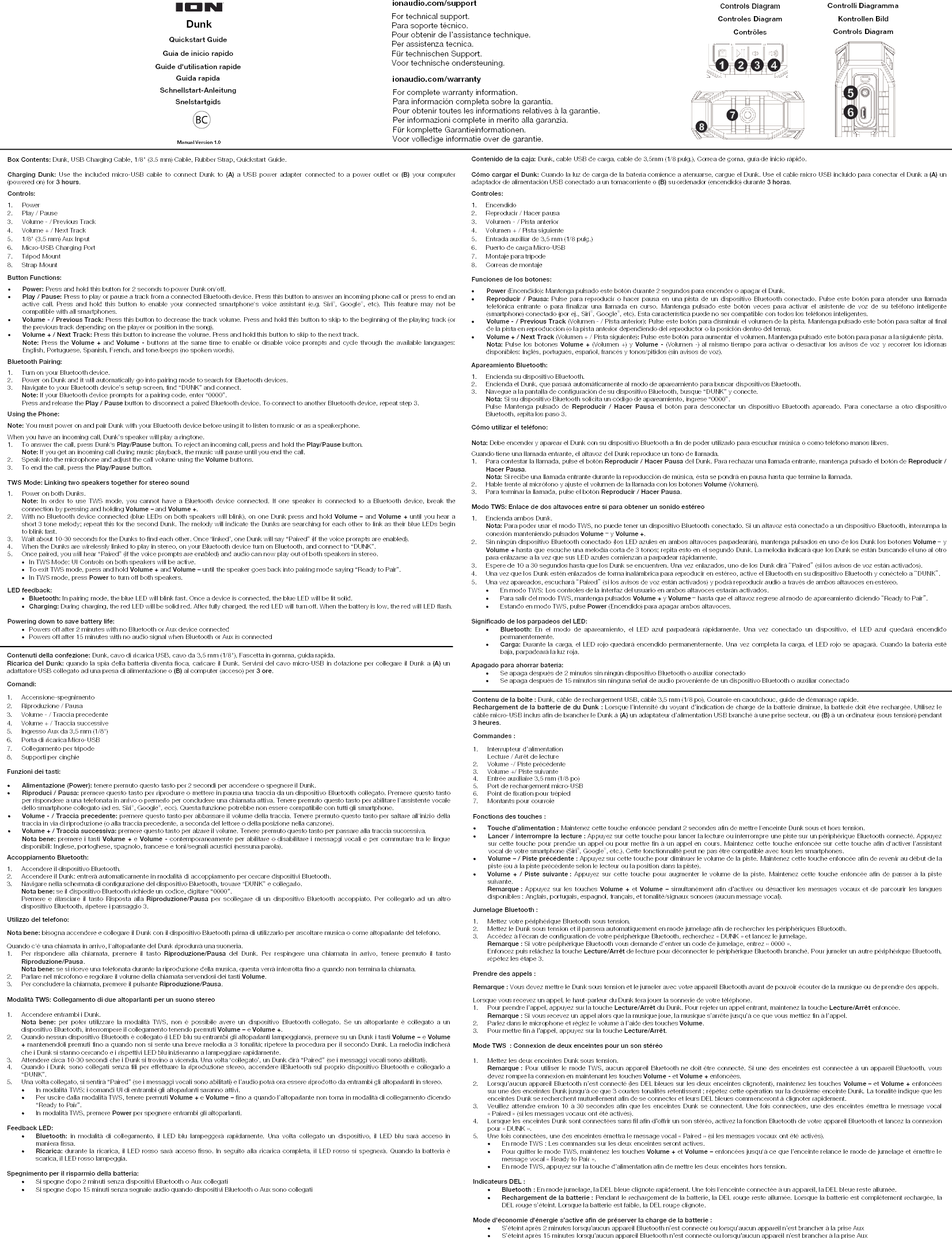 ION Audio ISP74 Compact iPX7 Wireless Speaker User Manual user manual