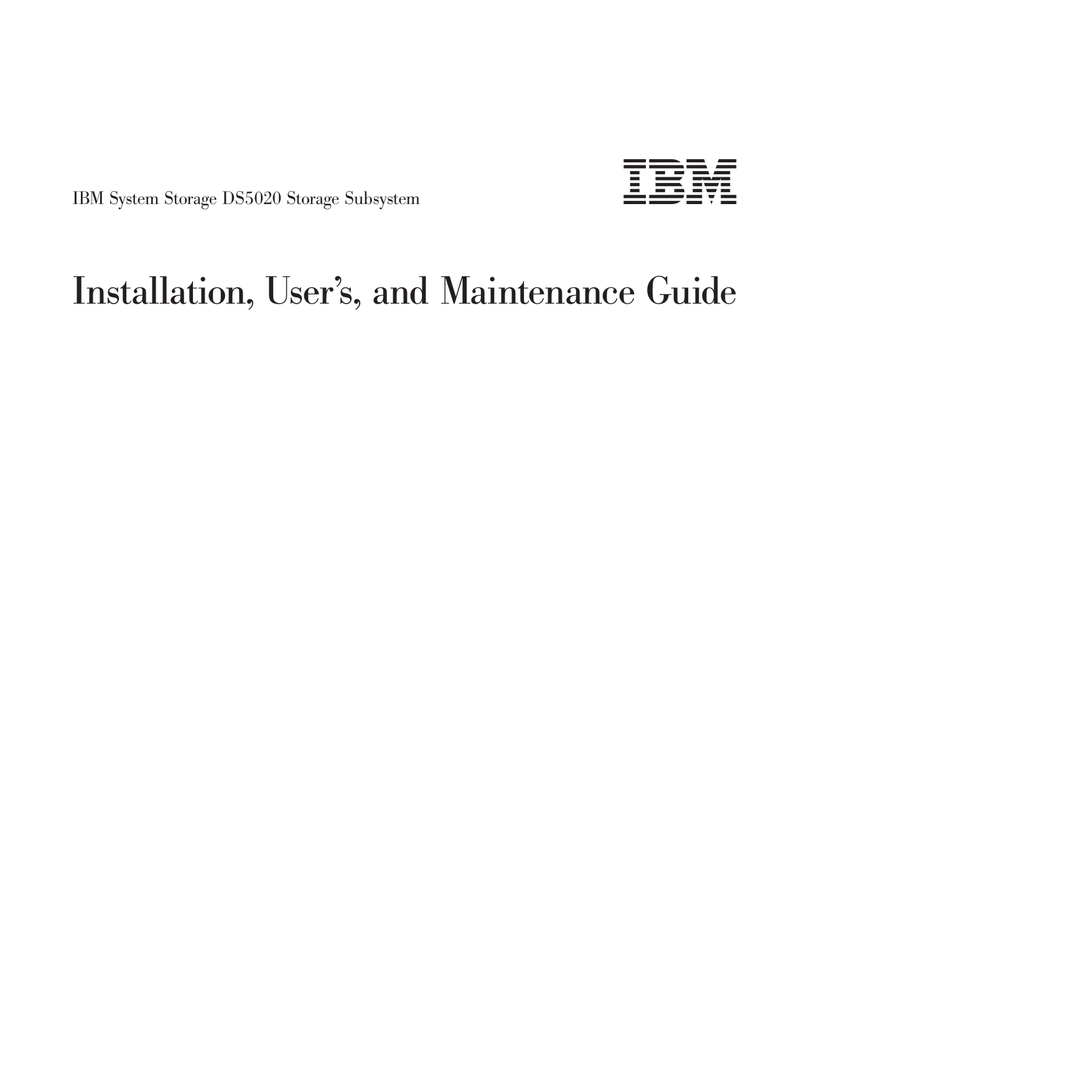 Ibm Ds5020 Users Manual System Storage Subsystem