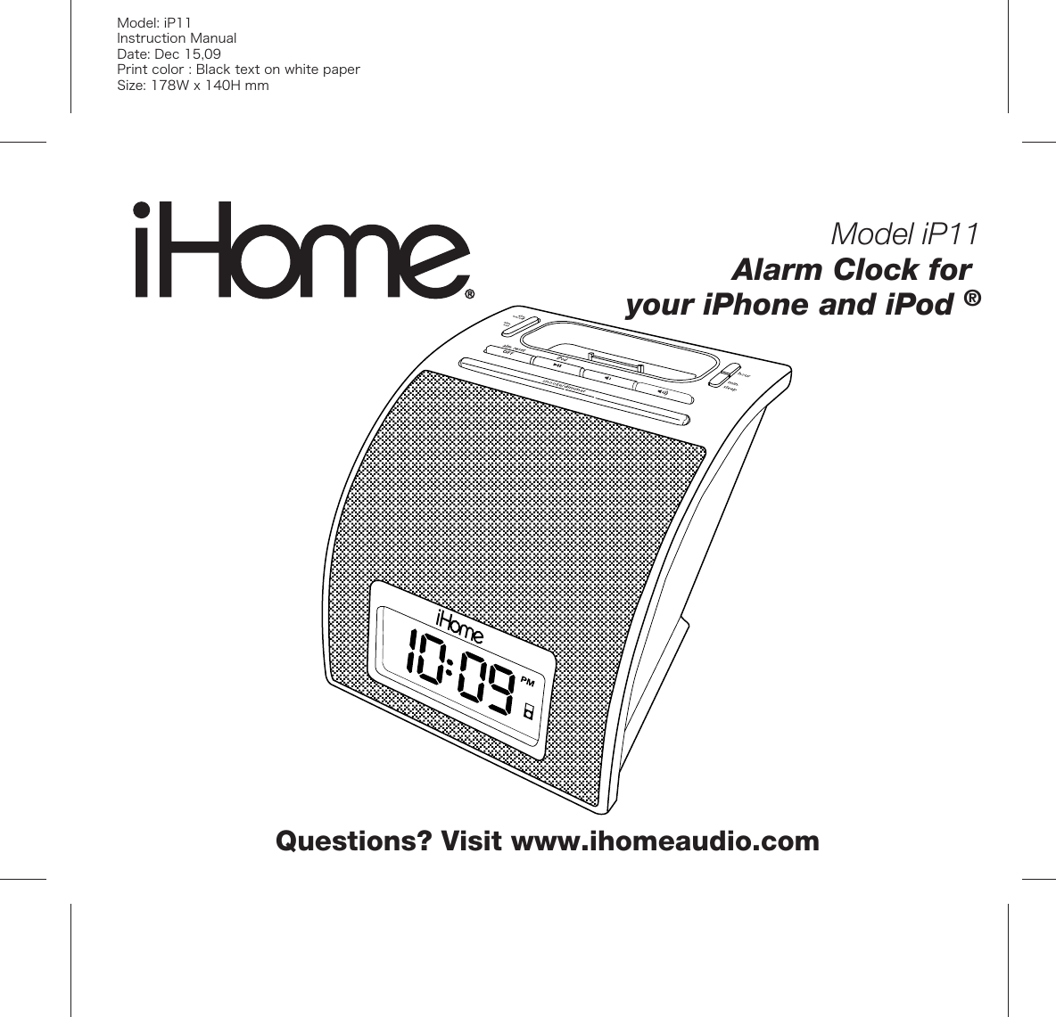 Ihome Ip11 Users Manual IB 121509_v7
