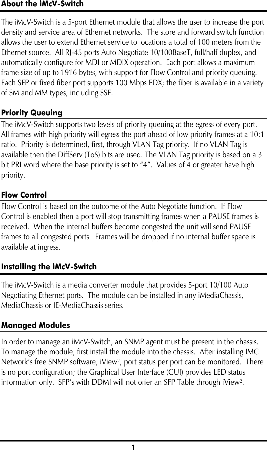 Imc Networks Imcv Switch Users Manual 52 80445 01 A0 Web