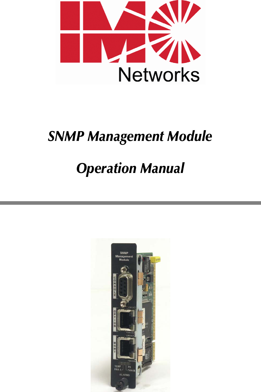 Imc Networks Management Module Snmp Users Manual 50 80950 01 A0 Web