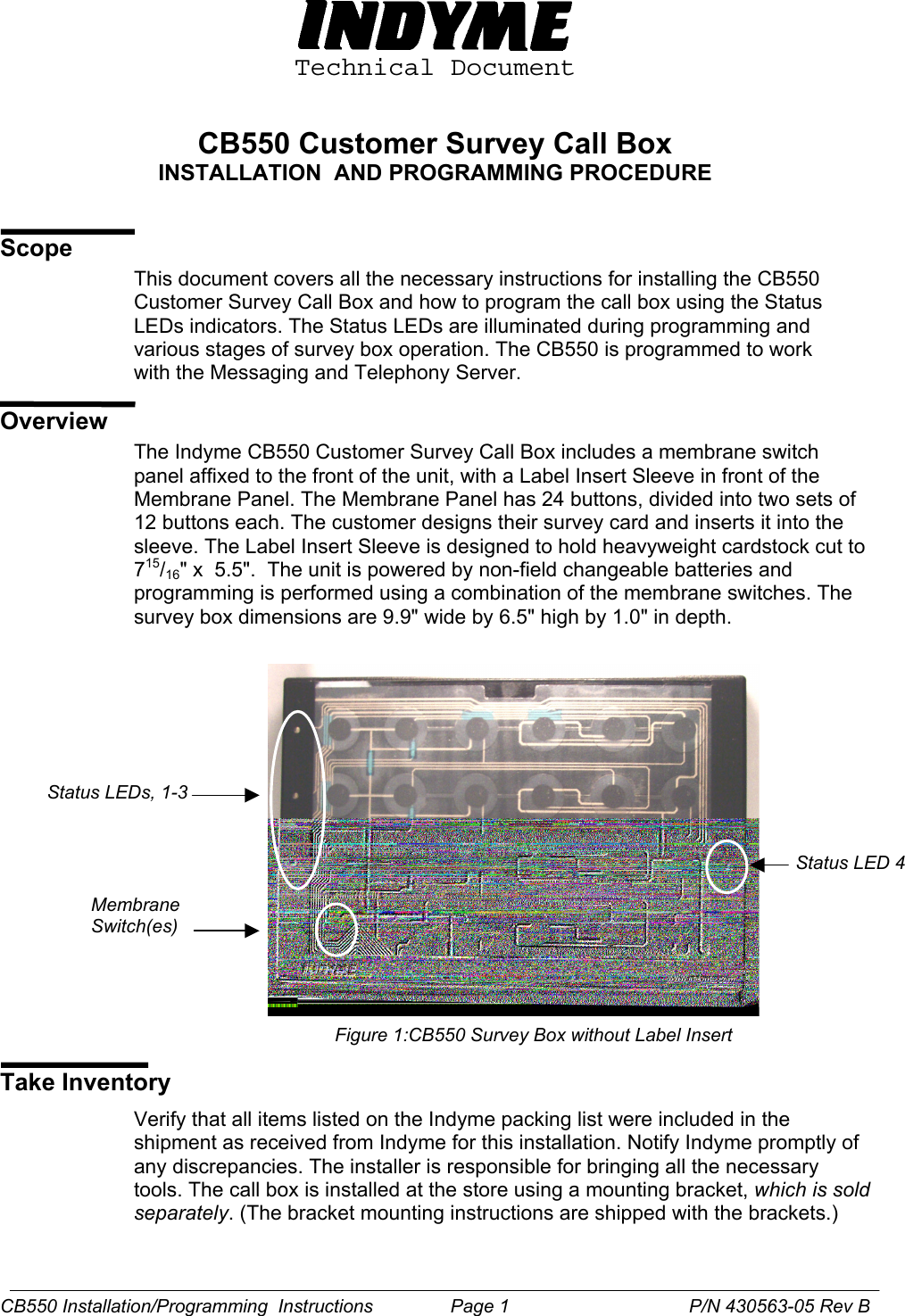 Indyme Solutions CB550 Wireless Director Call Box User Manual PT4 ...