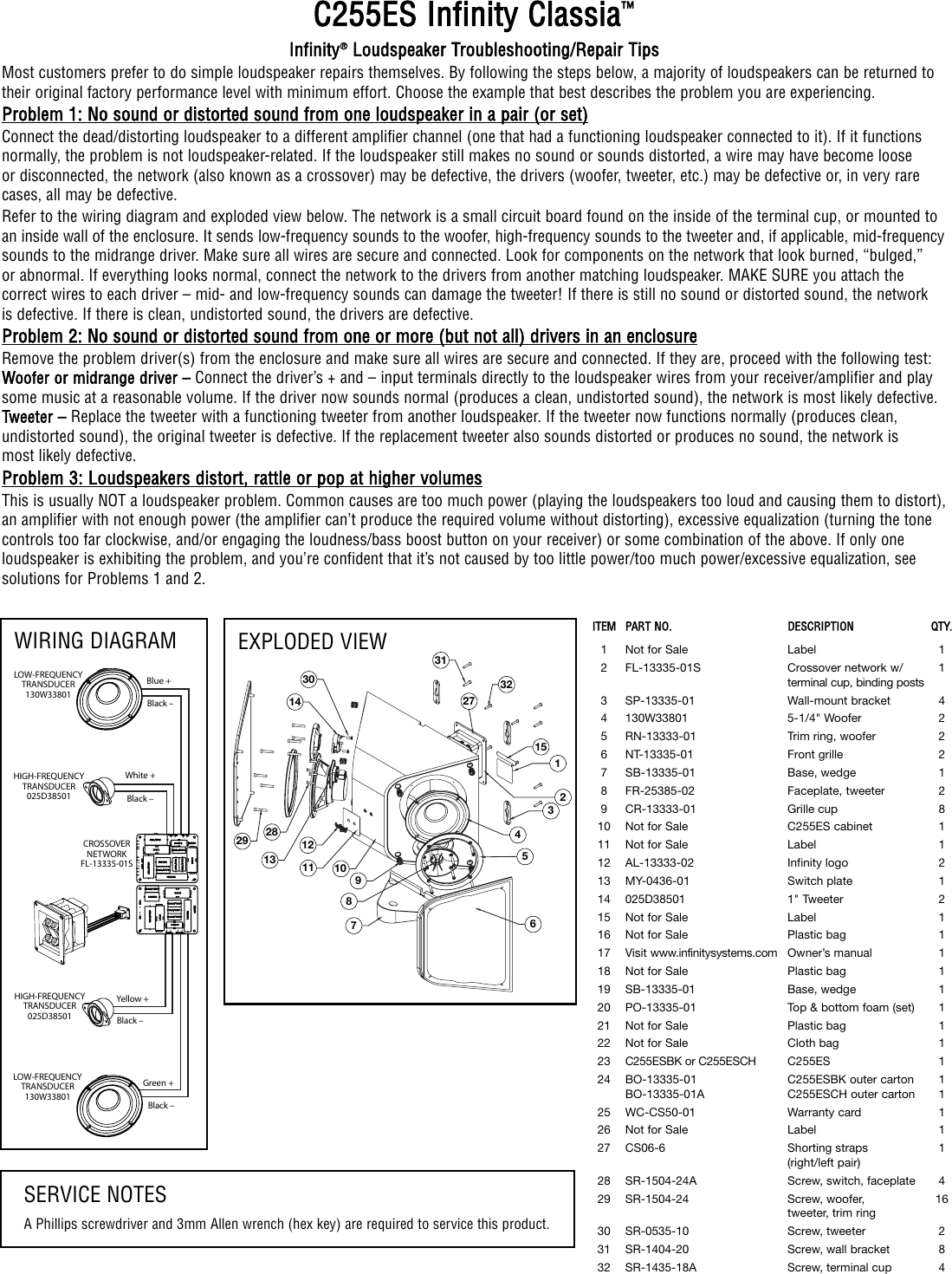 Infinity Classia C255Es Users Manual C255ESInfinClassia_TG