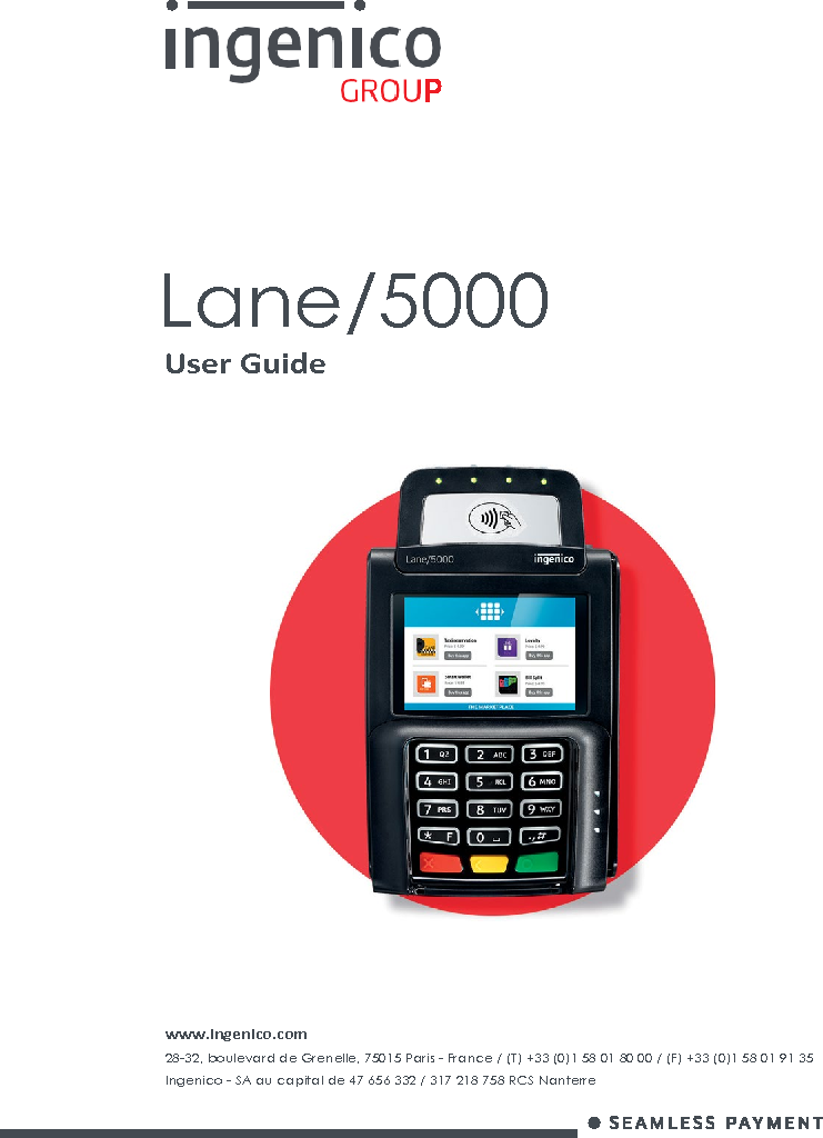 Ingenico L5KCLWBTV3 Lane/5000 CL/Eth/WiFi/BTv3 User Manual 900021971 ...