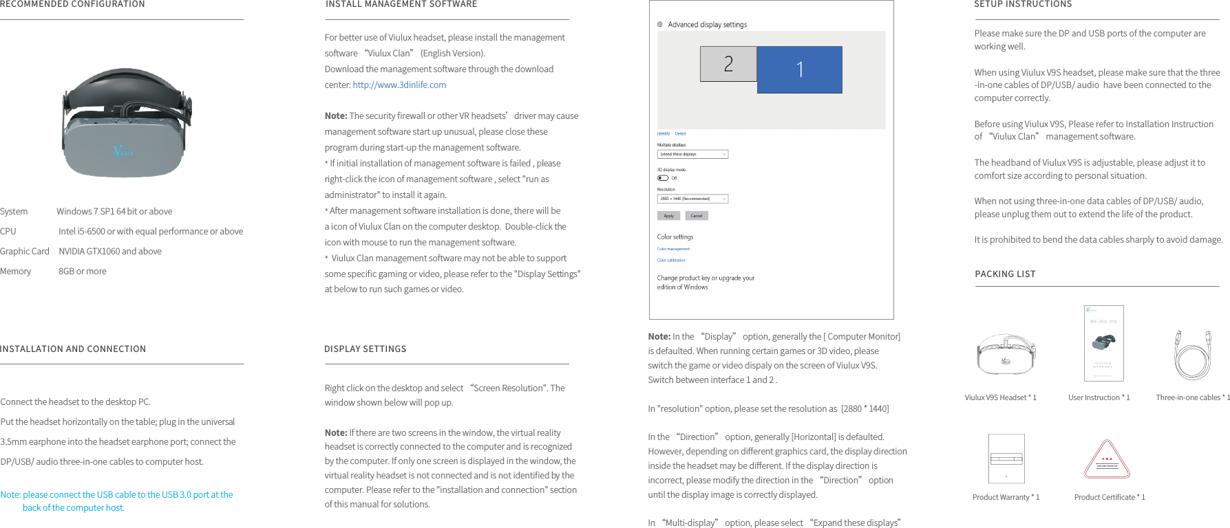 Inlife Handnet VIULUXV9S PC VR Headset User Manual