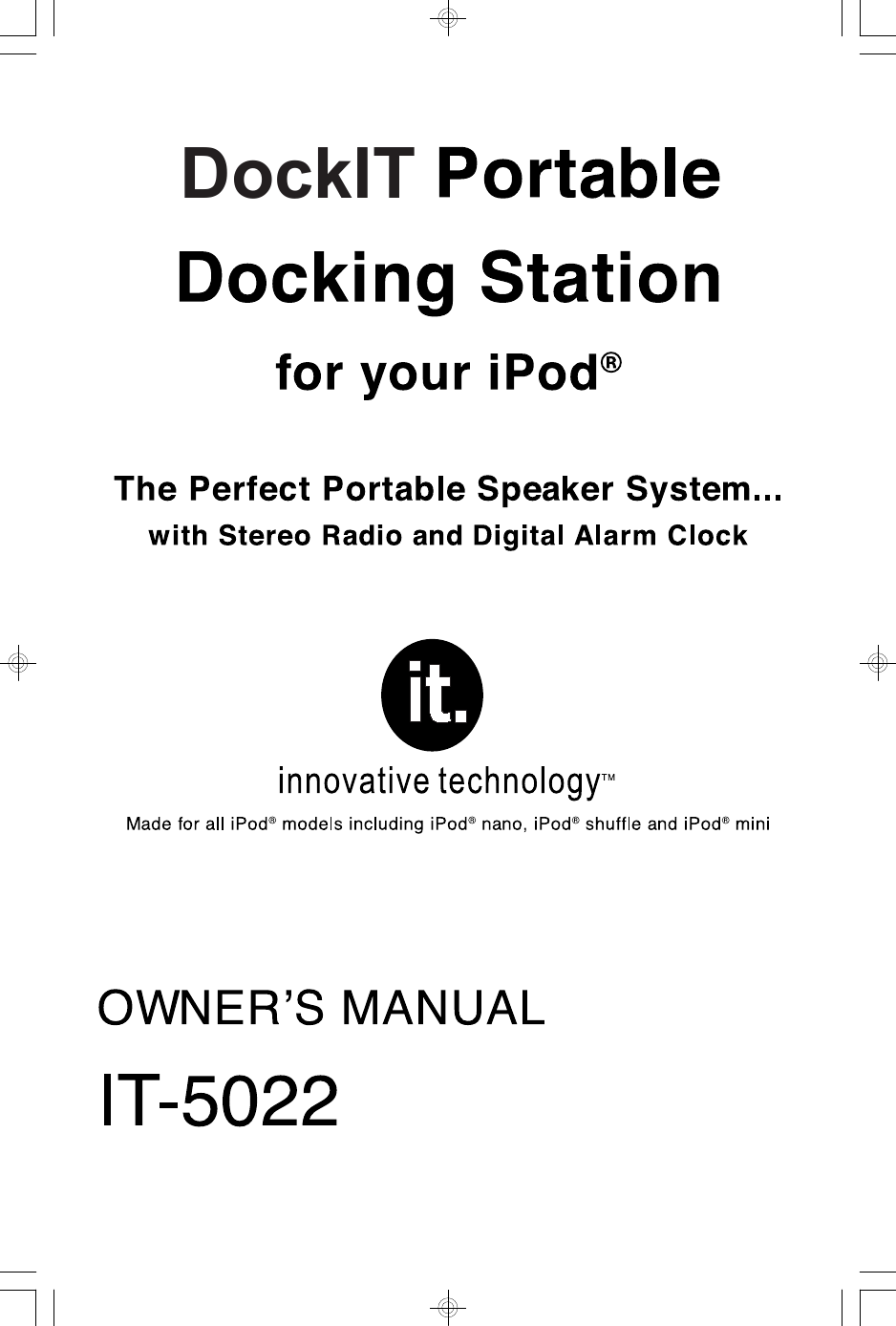 Innovative Technology Dockit Potable Docking Station Users Manual PD6620
