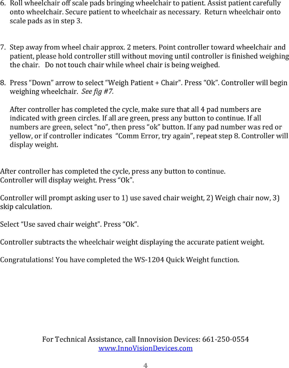 Innovision Devices 1415110 Wheelchair Scale System - Controller User Manual