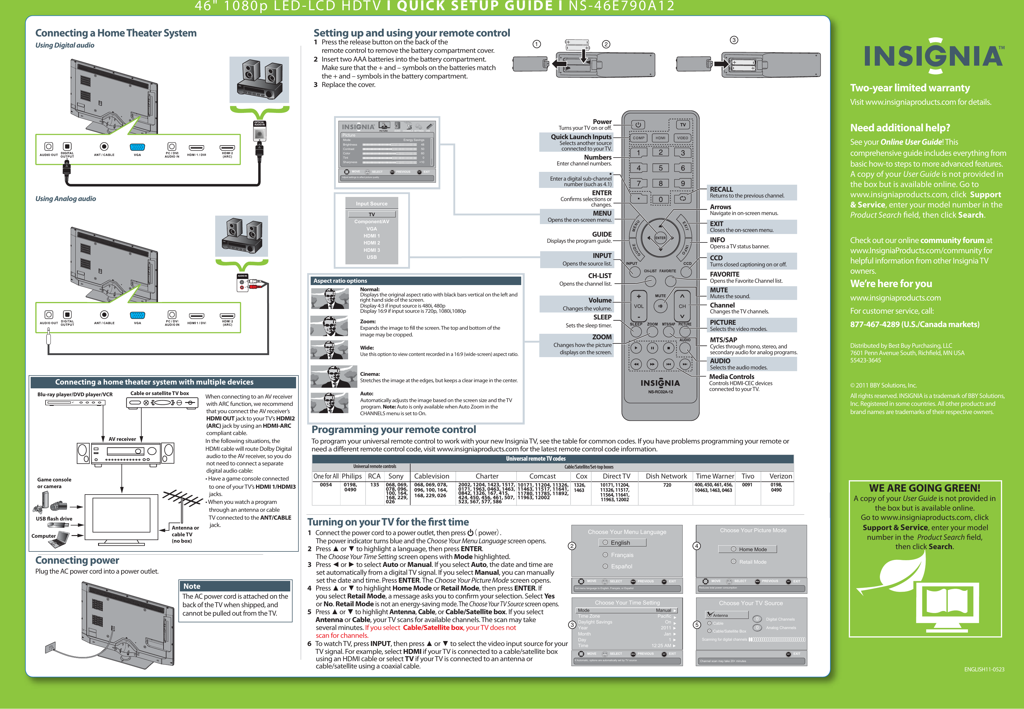 Insignia NS 46E790A12 _RC02A_11 0523_QSG_v1_EN_LR User Manual To The ...