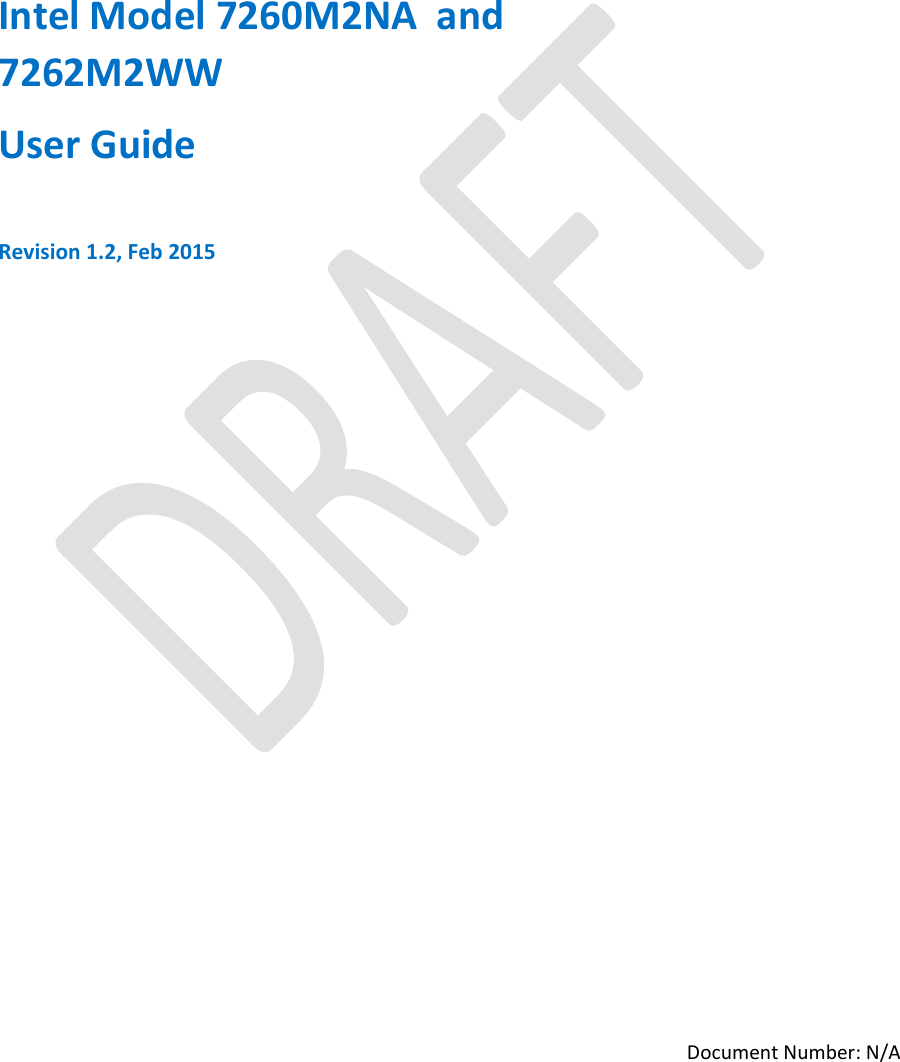 Intel Mobile Communications 7262W2 WWAN Module Adapter Card User Manual ...