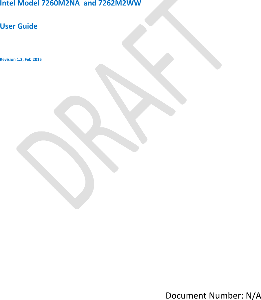 Intel Mobile Communications 7262WW WWAN Module Adapter Card User Manual ...