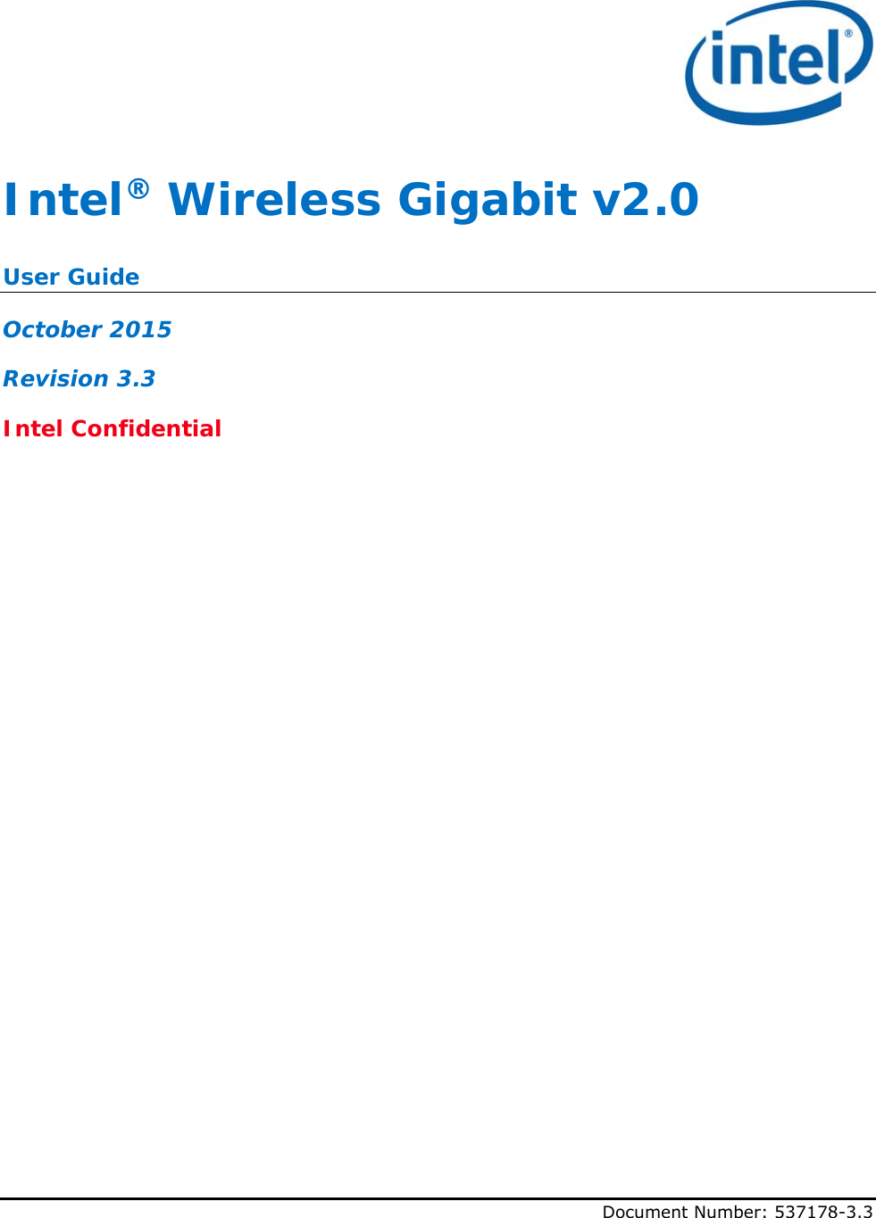 Intel 18260NG Wireless Network Adapter User Manual 537178 WiGig User ...