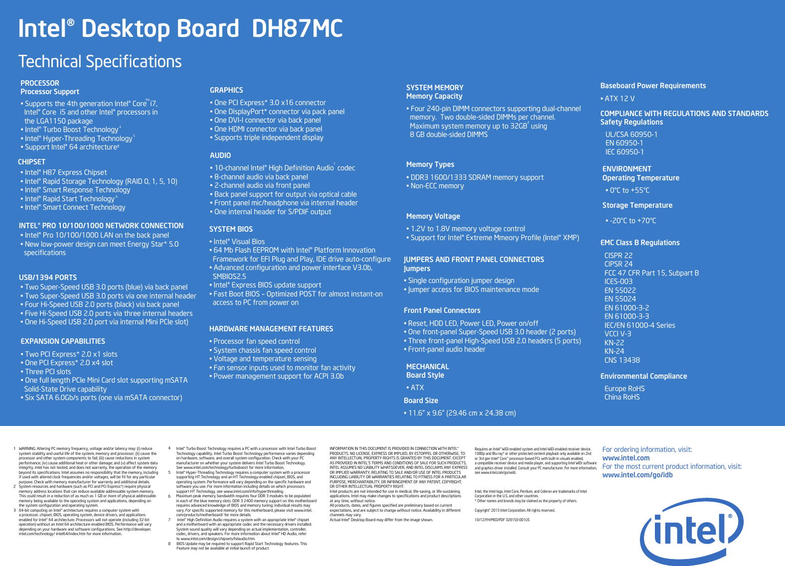 Intel Dh87Mc Board Boxdh87Mc Users Manual Intel® Desktop Product Brief