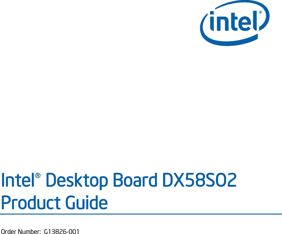 Intel Extreme Dx58S02 Motherboard Blkdx58So2 Users Manual Intel ...