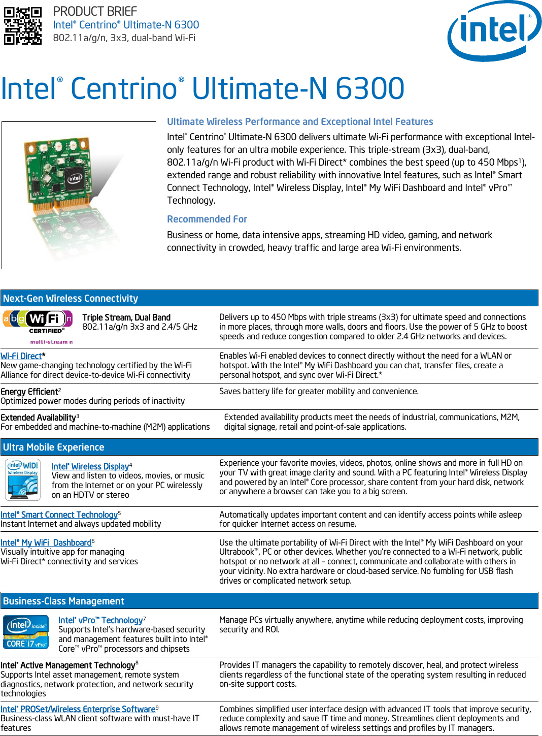 Intel Ultimate N 633Anhmw Wifi Adapter 633Anhmwwb Users Manual Intel ...