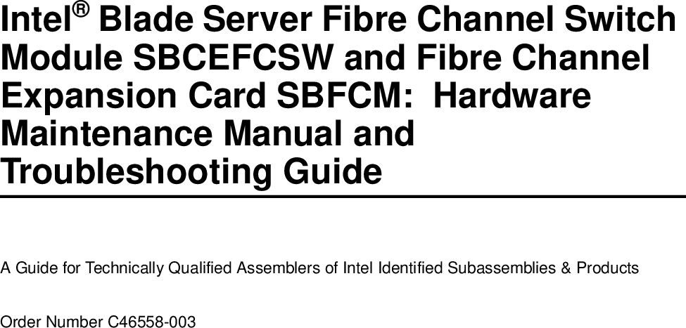 Intel SBFCM SBCEFCSW/SBFCM User Manual To The 82dc27e2 16bf 459e b08e ...