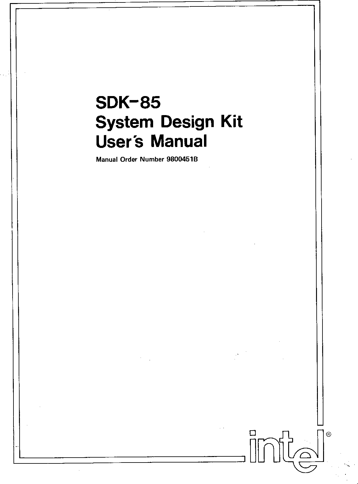 Intel Sdk 85 System Design Kit User Manual To The 57d4435d 56f0 4508 ...